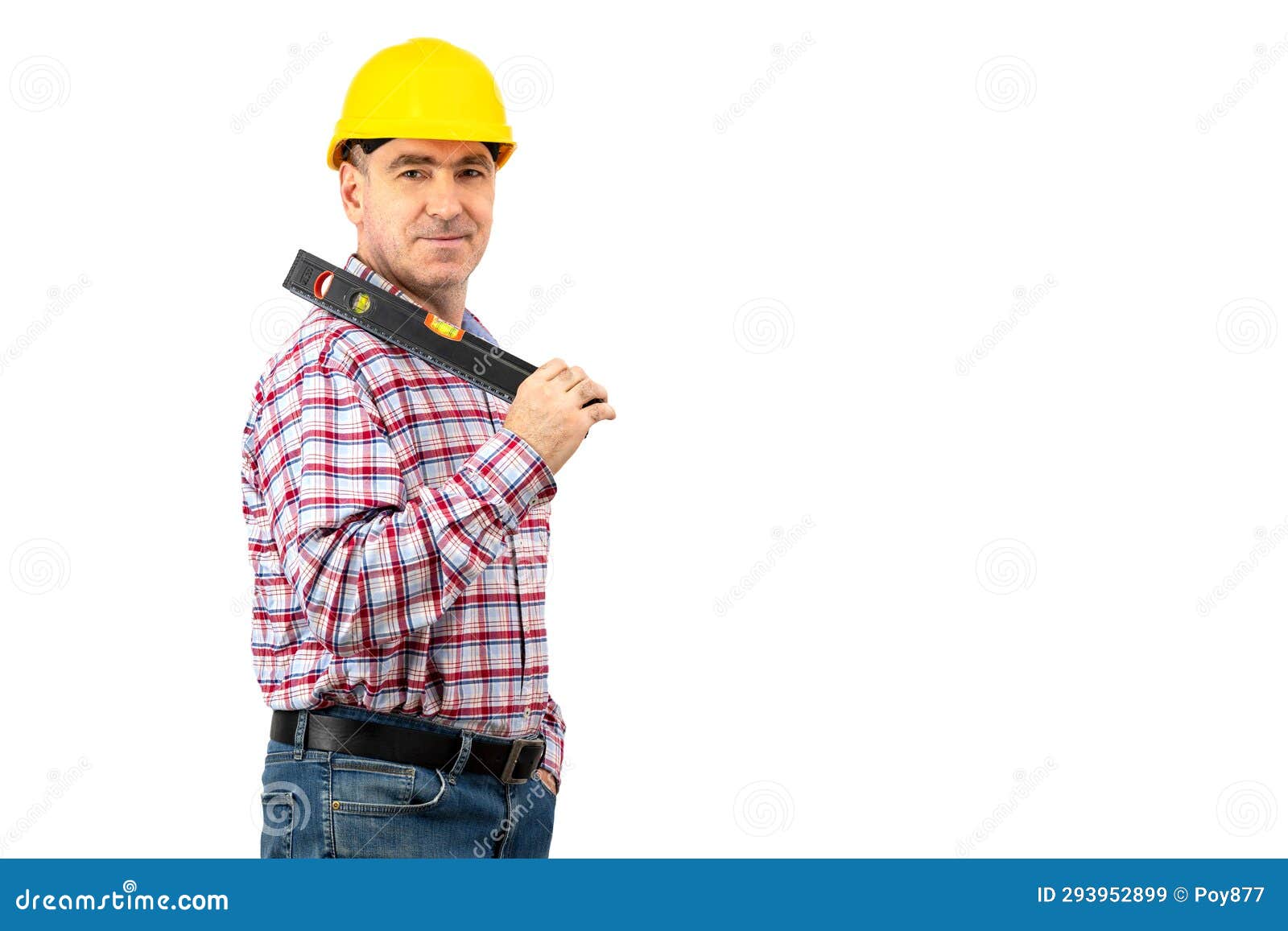 Builder Man with Objects and Tools Stock Image - Image of portrait ...