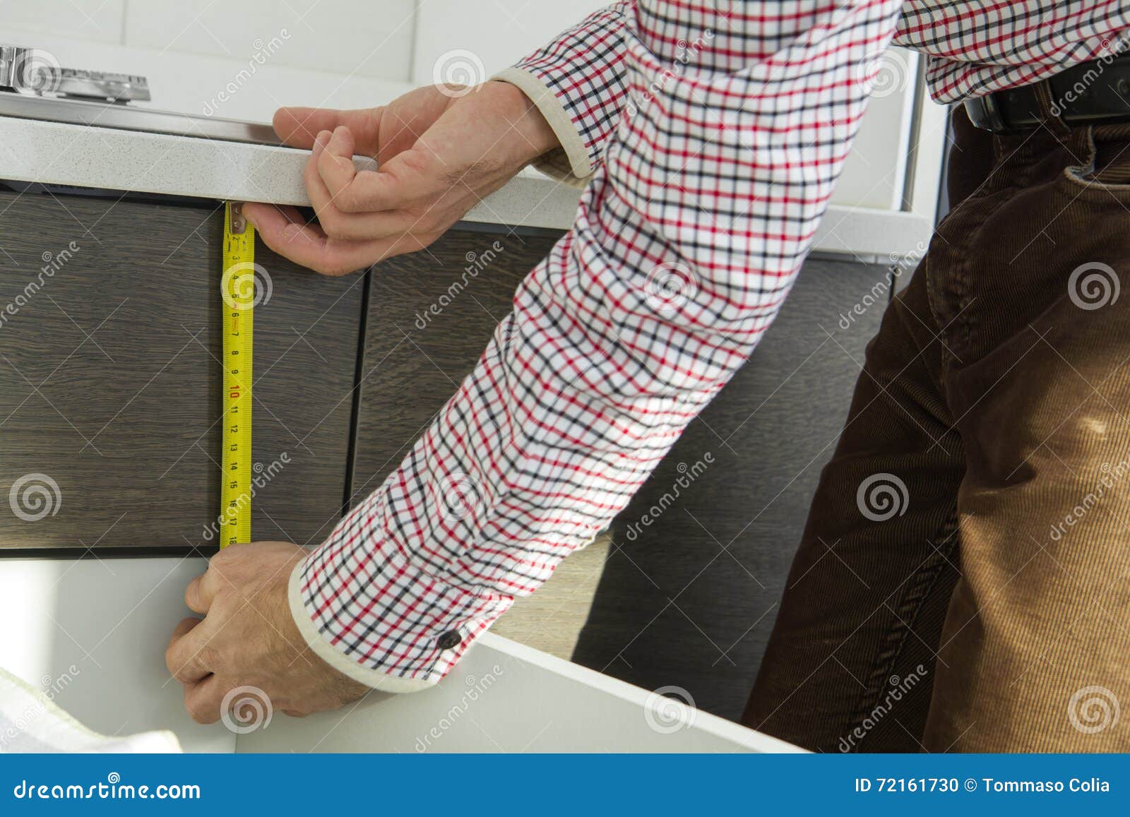 Builder Manager Measuring in the House Stock Photo - Image of interior ...