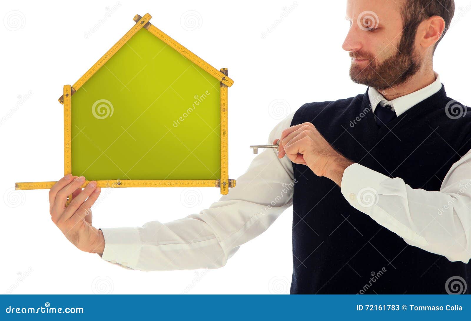 Builder Manager Measuring in the House Stock Image - Image of meter ...