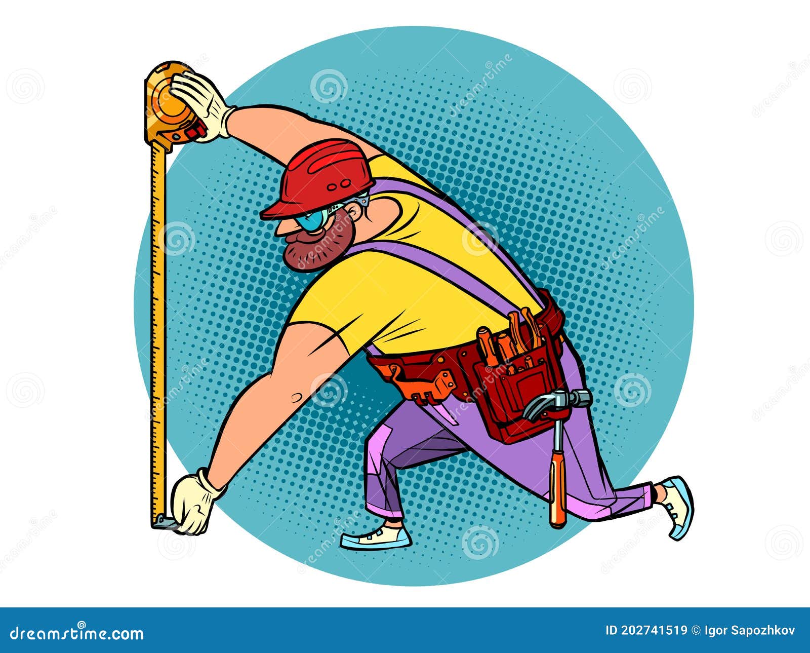 Builder with Measuring Tape Stock Vector - Illustration of object ...