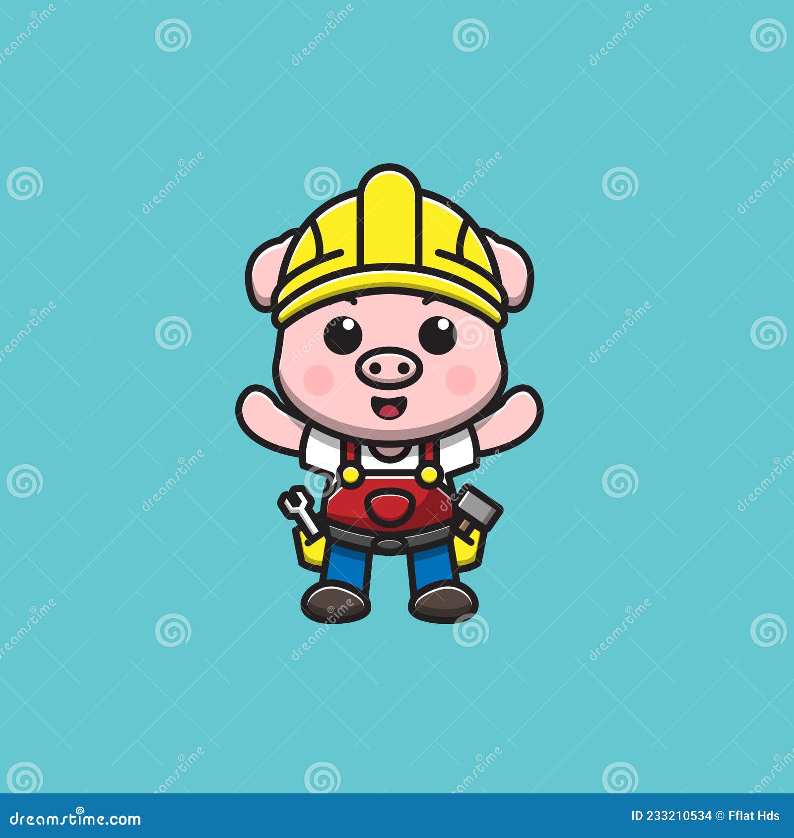 Builder and Mechanic Pig Illustration Stock Vector - Illustration of ...