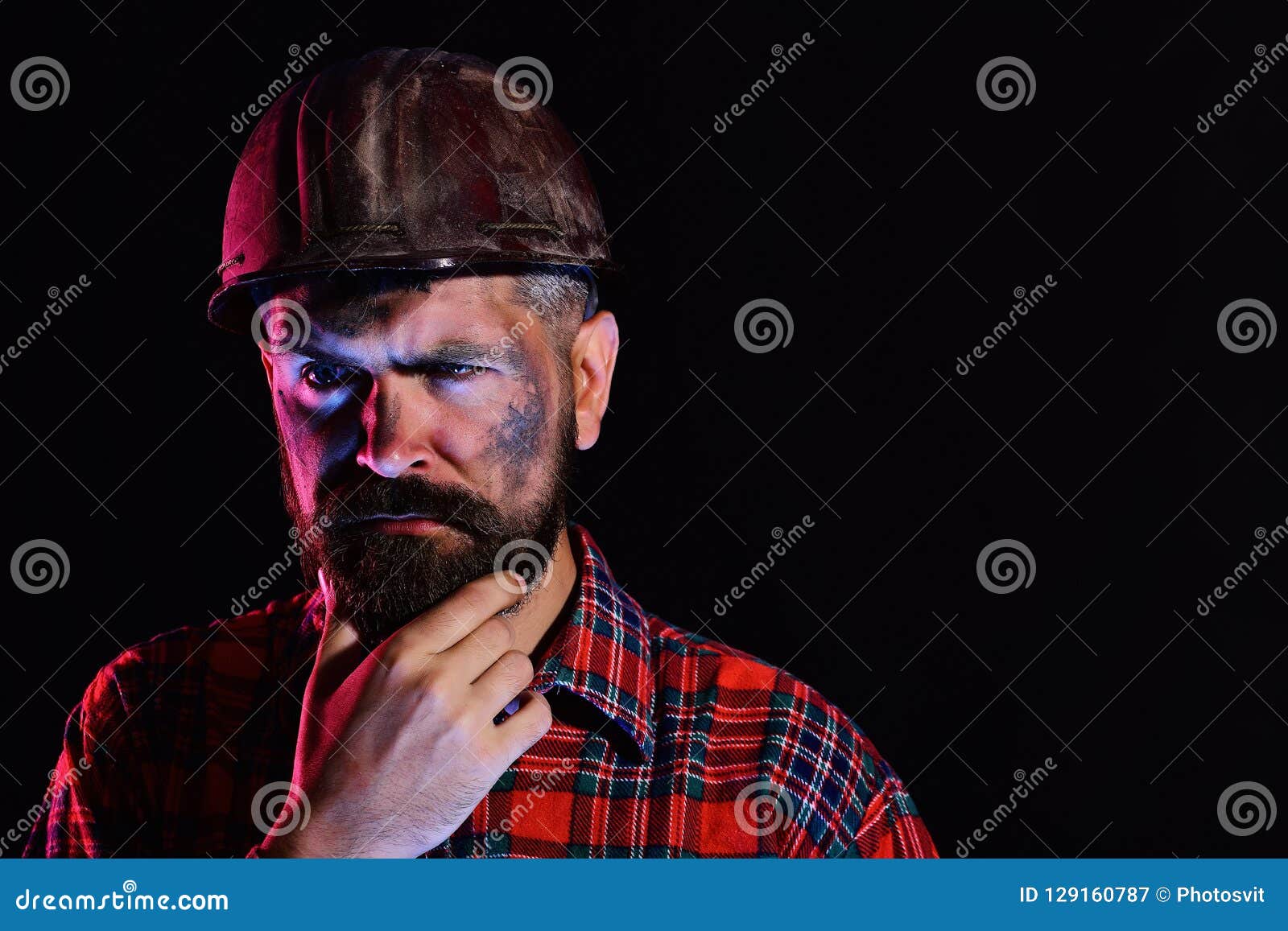 Builder or Mine Worker with Thick Beard. Construction and Mining Stock ...