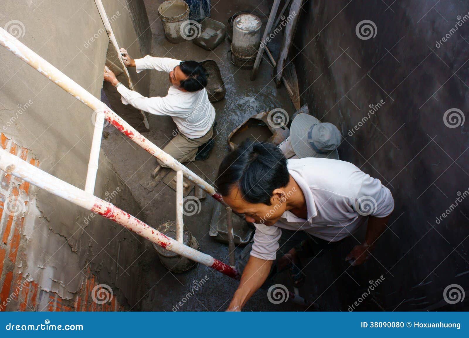 Builder Mortar at Underground Civil Works Editorial Image - Image of ...