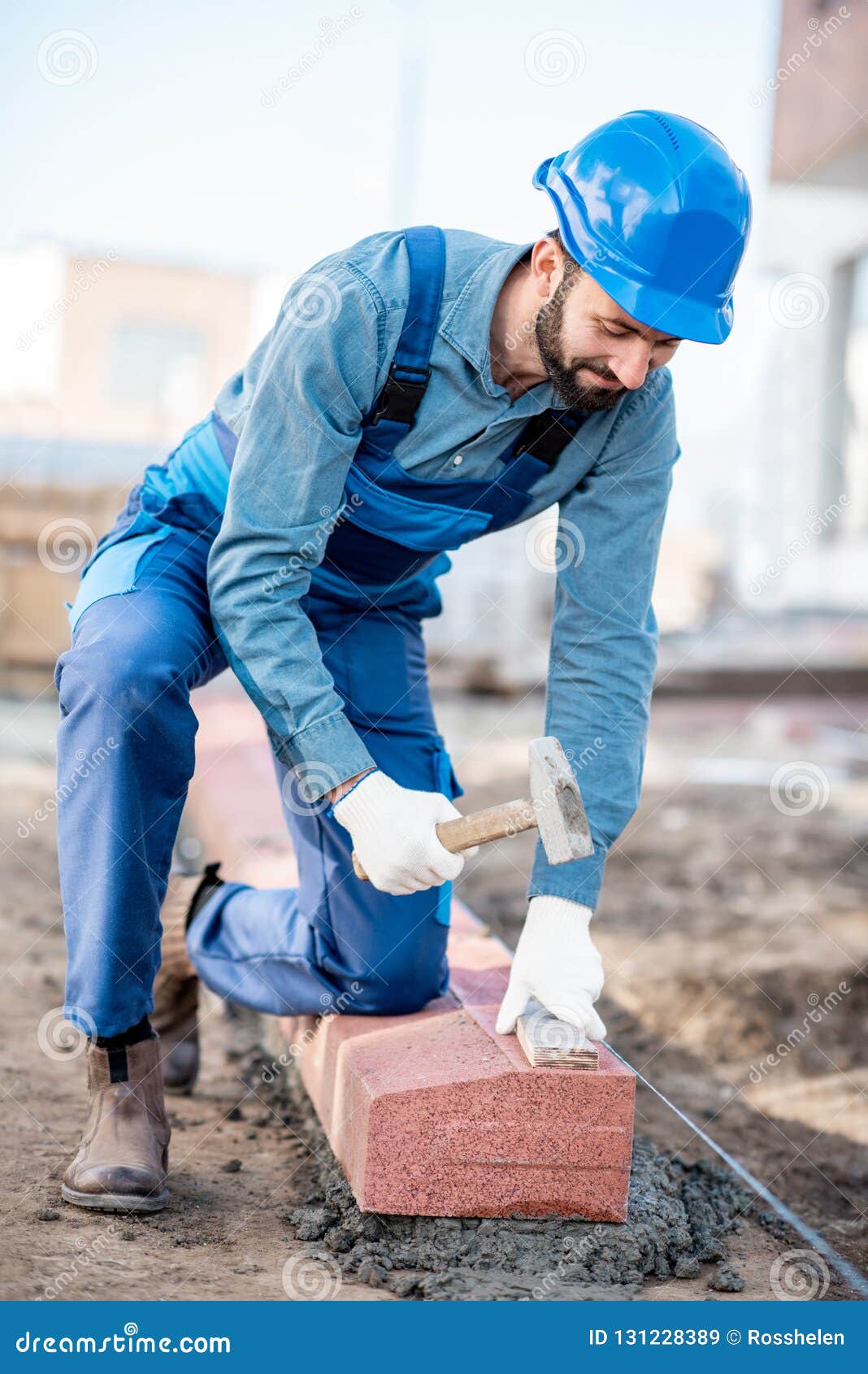 Builder Mounting Road Borders Stock Image - Image of professional ...