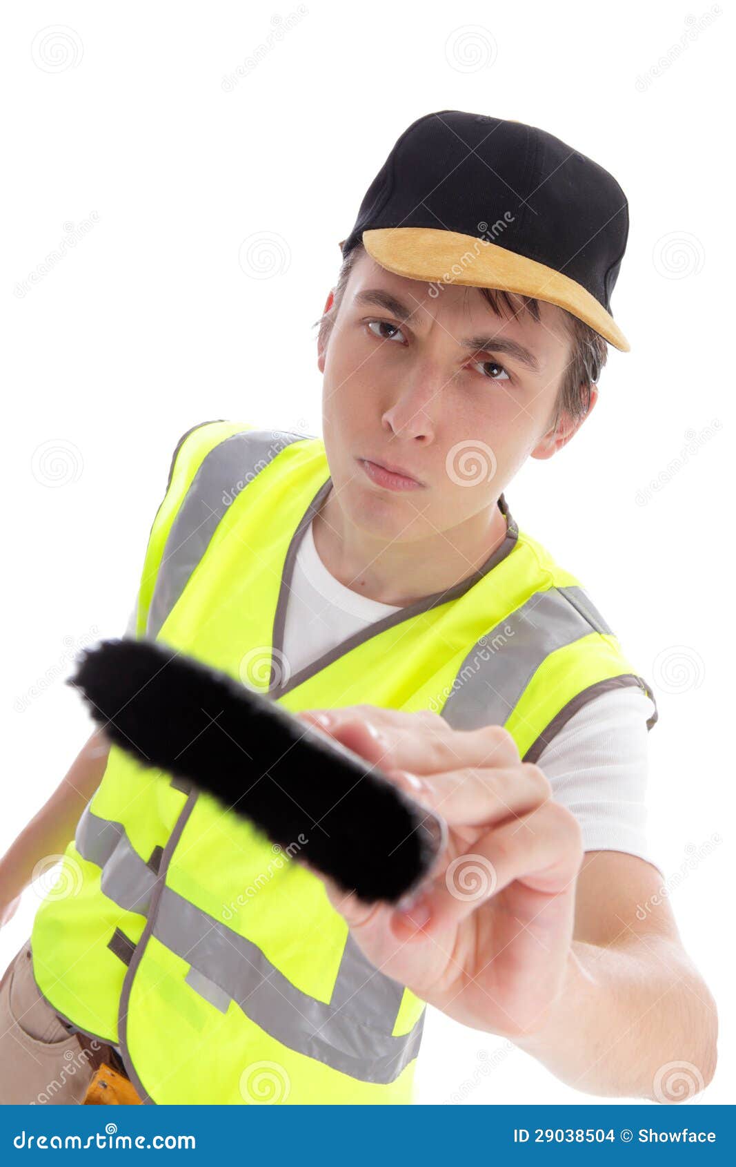 Builder Painter Handyman with Paint Brush Stock Photo - Image of ...