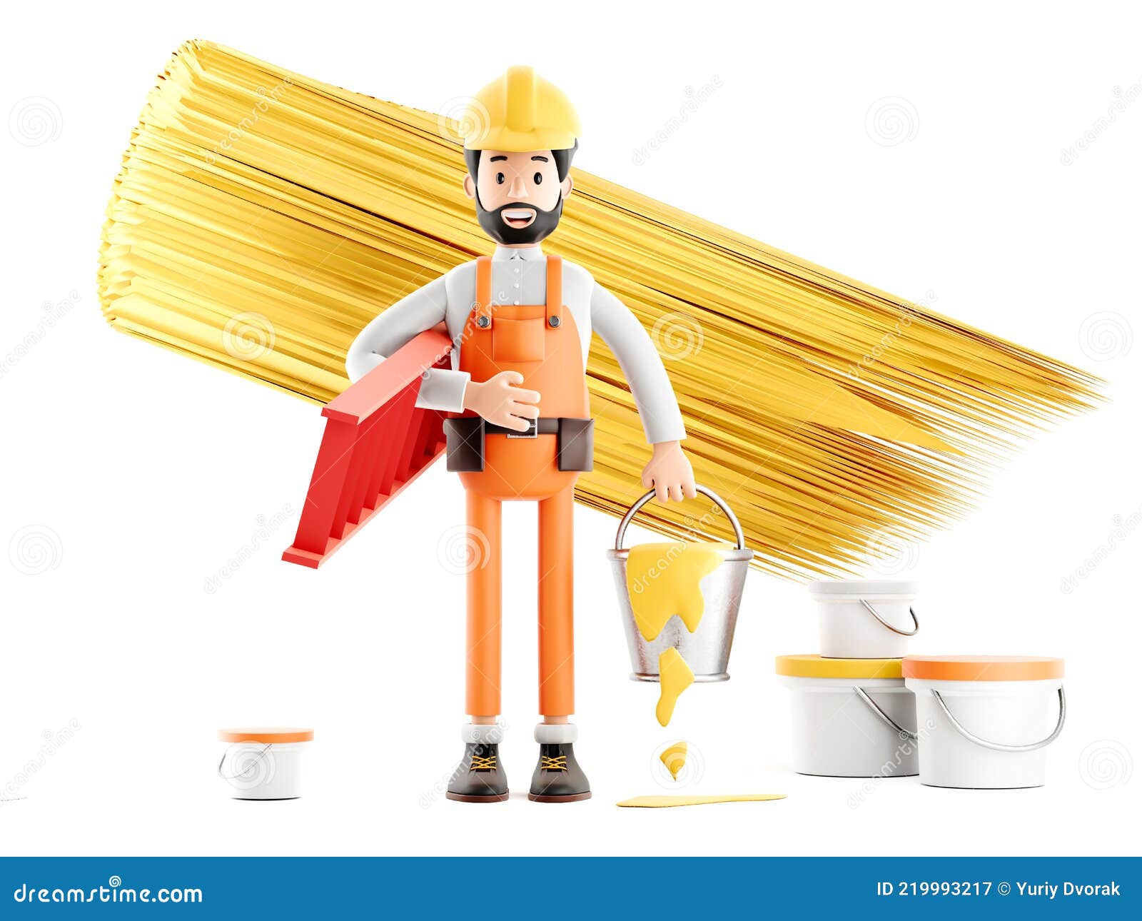 Builder Painter Plasterer Cartoon Character, Funny Worker or Engineer ...