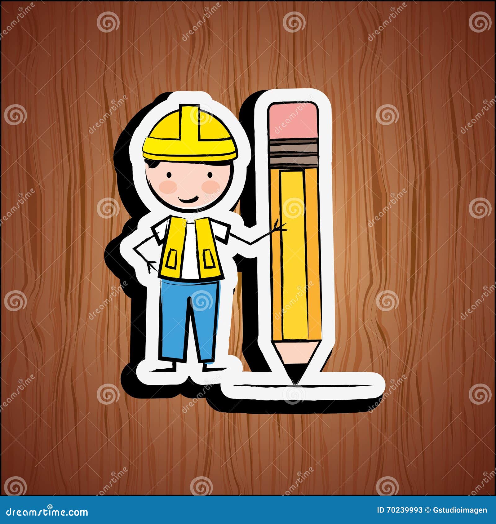 Builder with pencil design stock illustration. Illustration of sign ...
