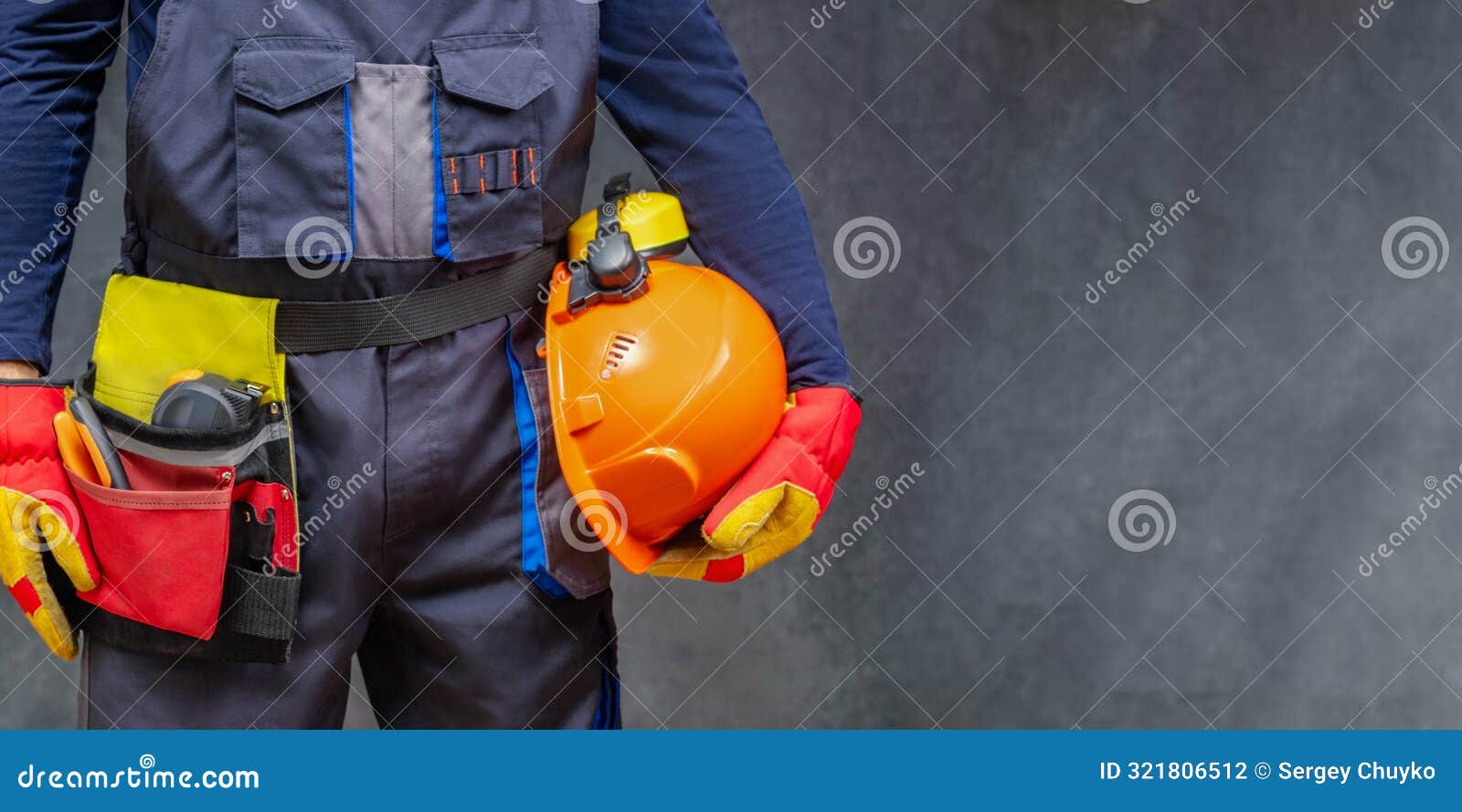 Builder in Personal Protective Equipment. Panoramic Banner Stock Photo ...