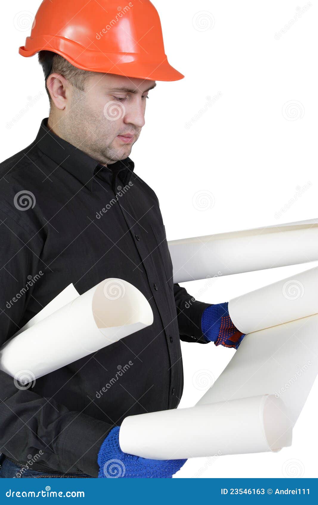 The builder with the plan stock image. Image of improvement - 23546163