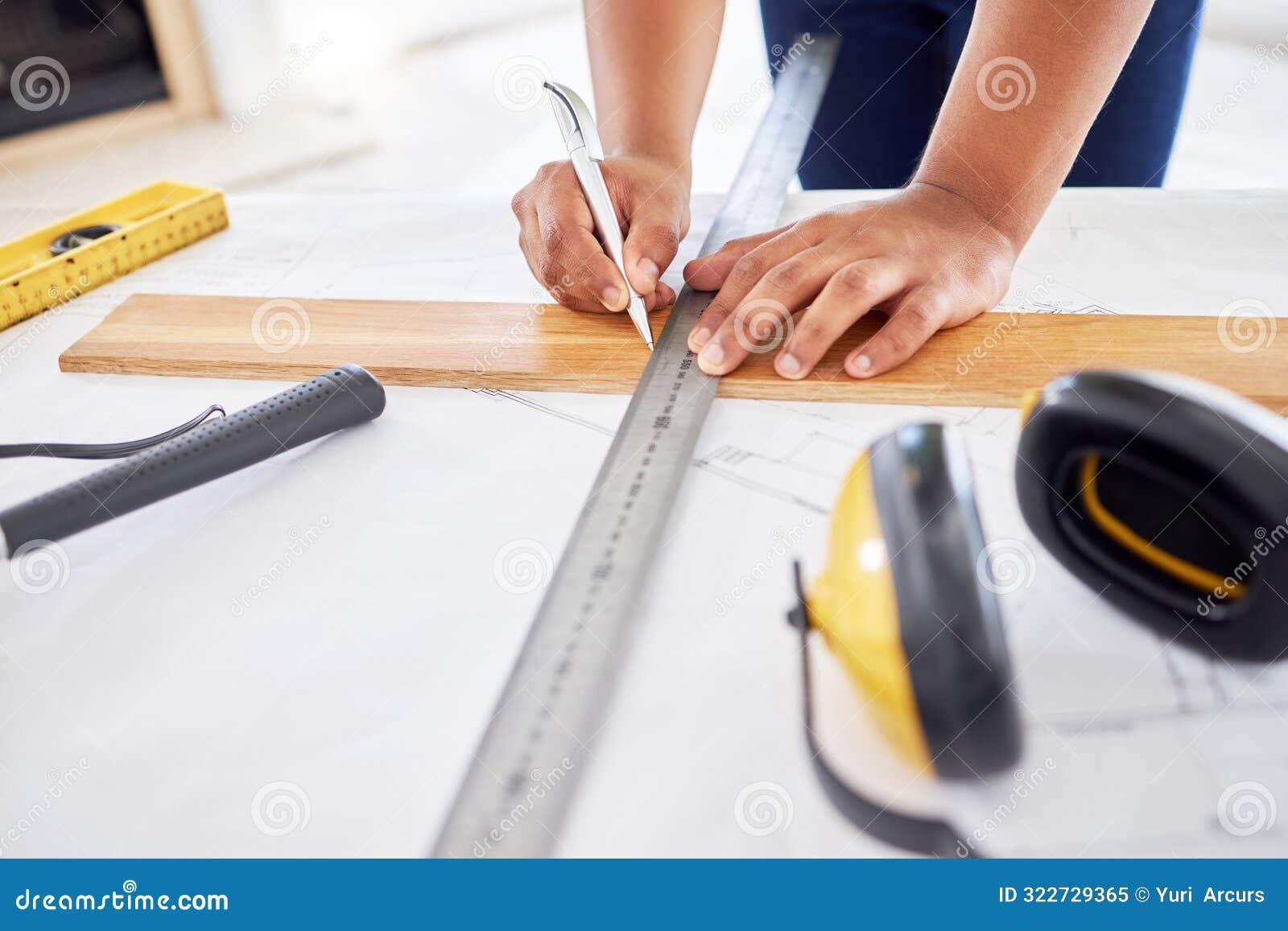 Builder, Planning and Blueprint with Ruler and Measure for Engineering ...