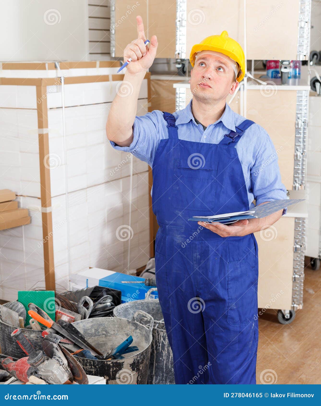 Builder Planning Construction Works Stock Image - Image of professional ...