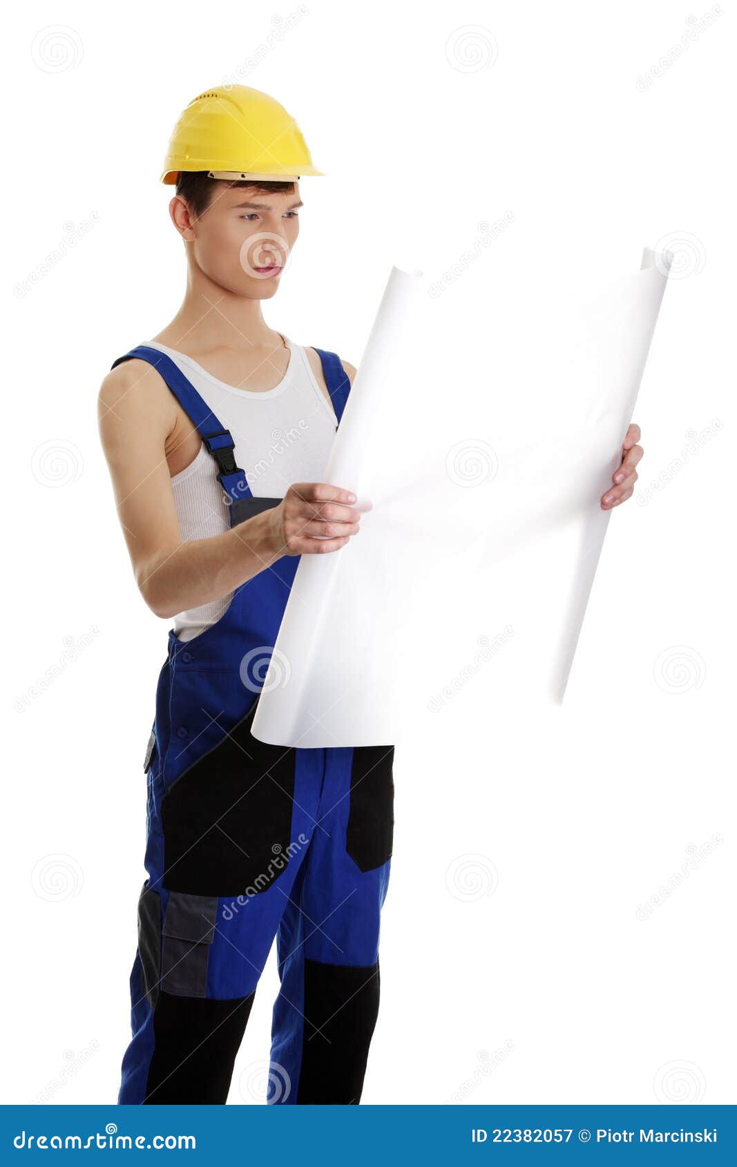 Builder with plans stock image. Image of handsome, industry - 22382057