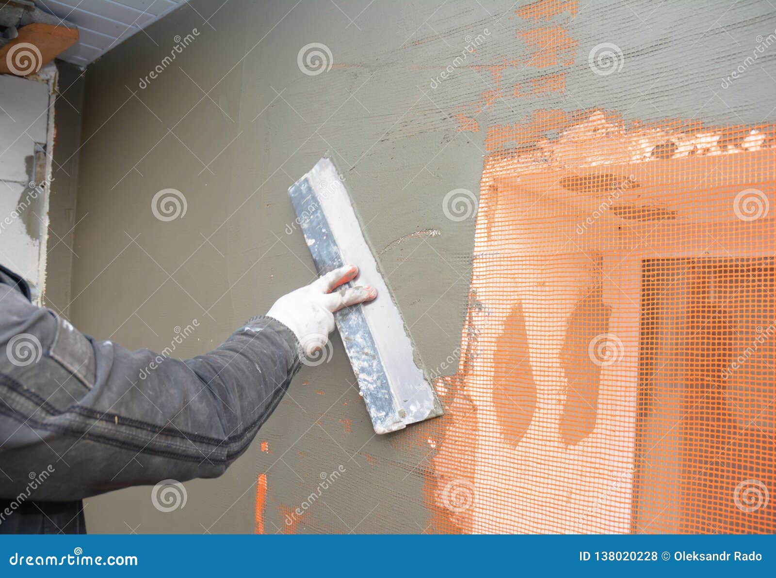 Builder With Spatula To Remove Excess Cement Stock Image ...