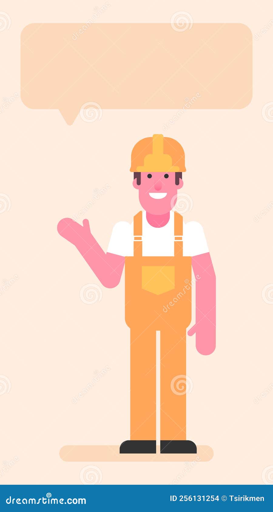 Builder pointing hand at stock vector. Illustration of emotion - 256131254