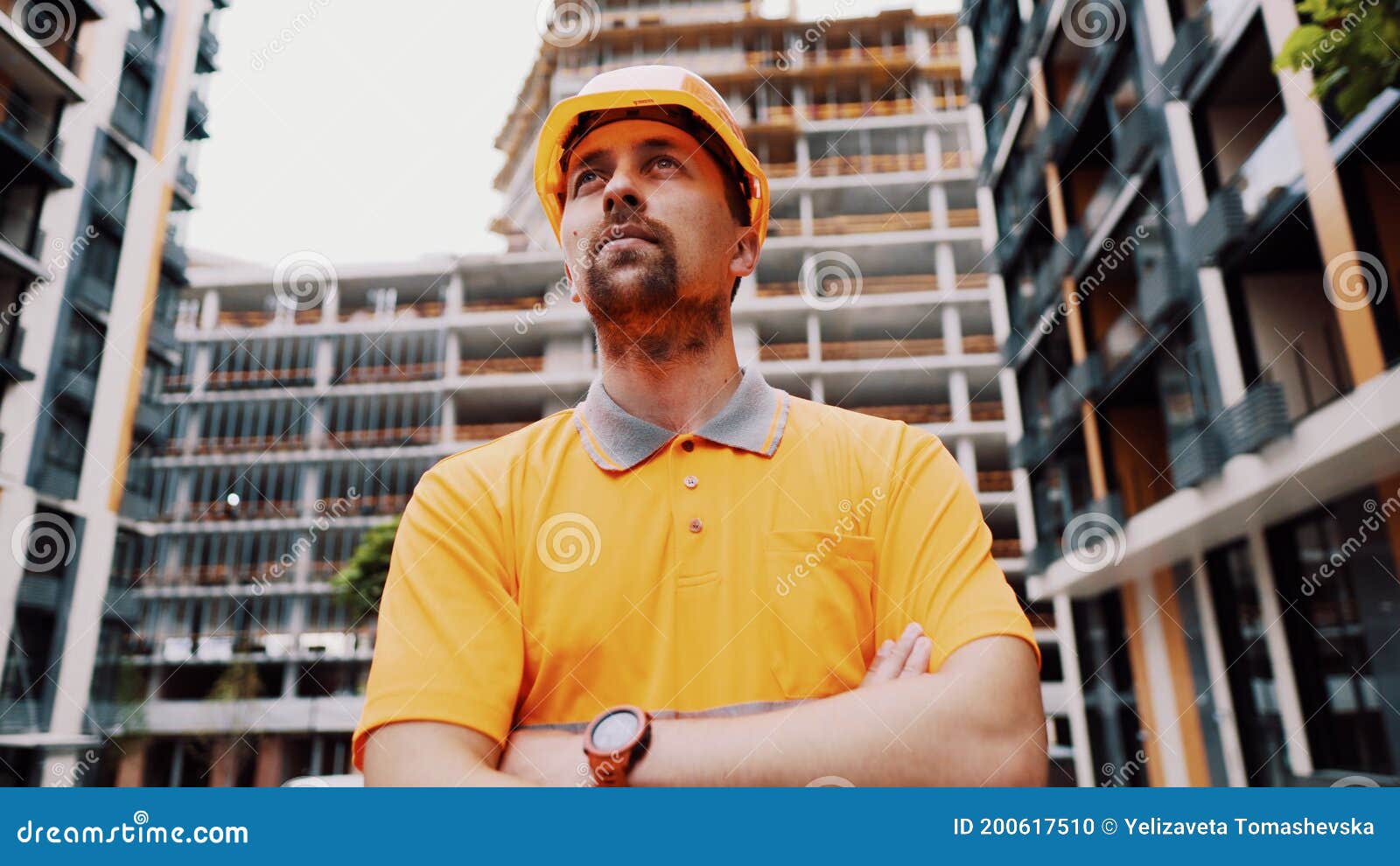 Builder Portrait with Proud Expression. Successful Constructor or ...