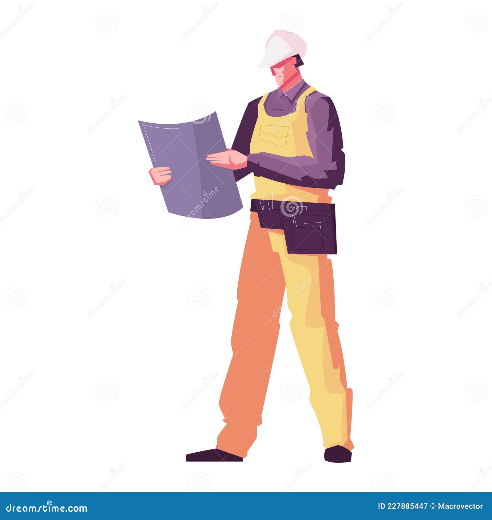 Builder with Project Composition Stock Vector - Illustration of object ...