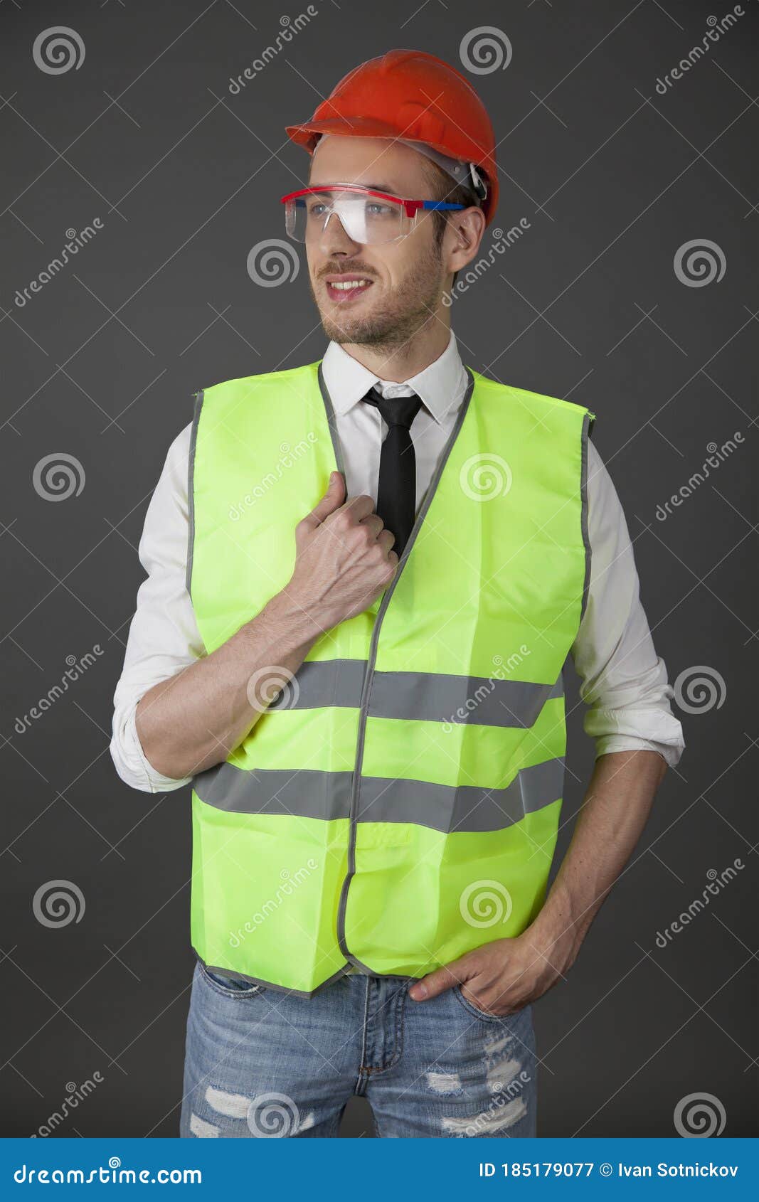 Builder in a Protective Vest Stock Image - Image of businessman ...
