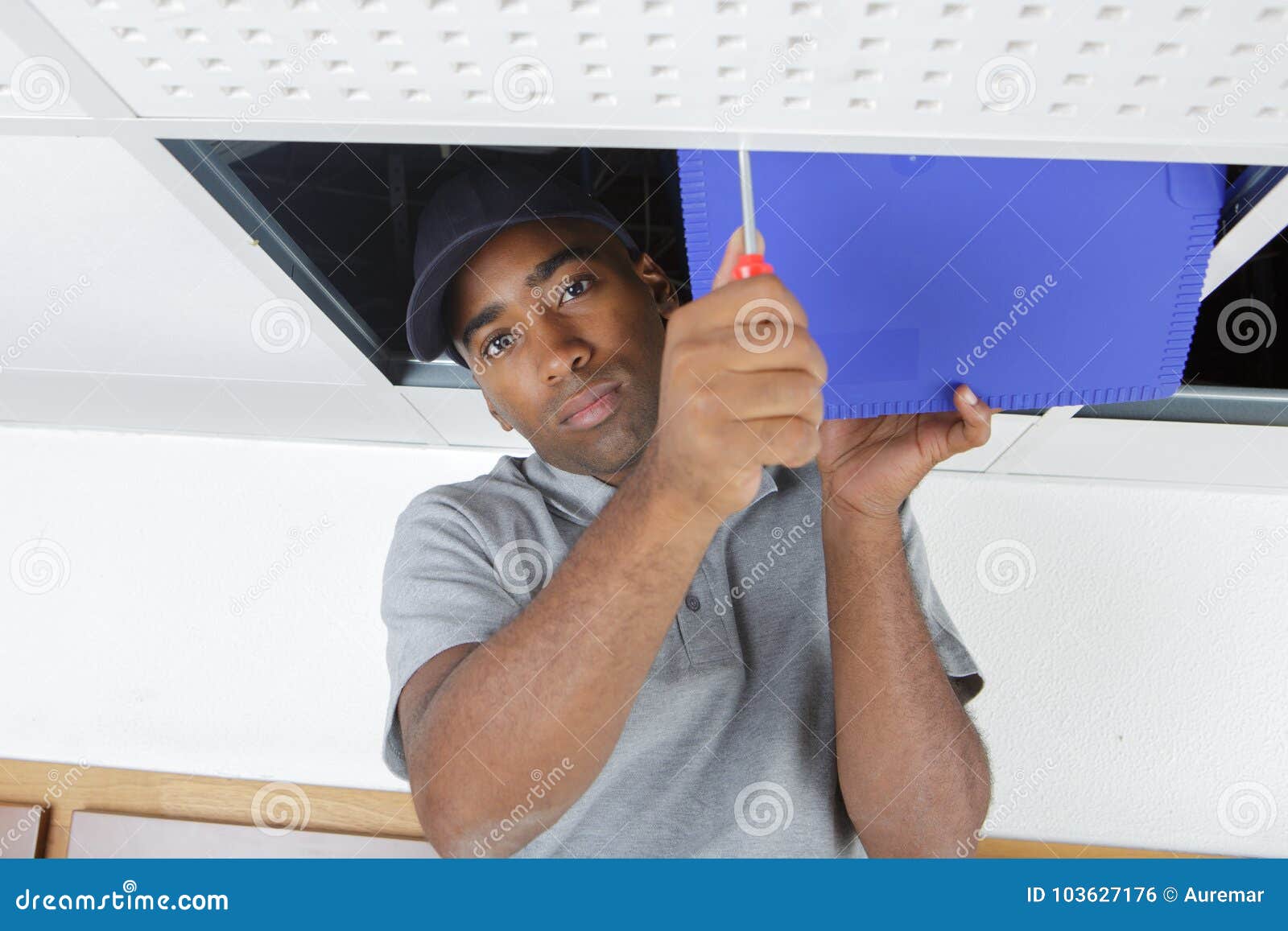 Builder Putting Extra Support for Ceiling Stock Photo - Image of ...