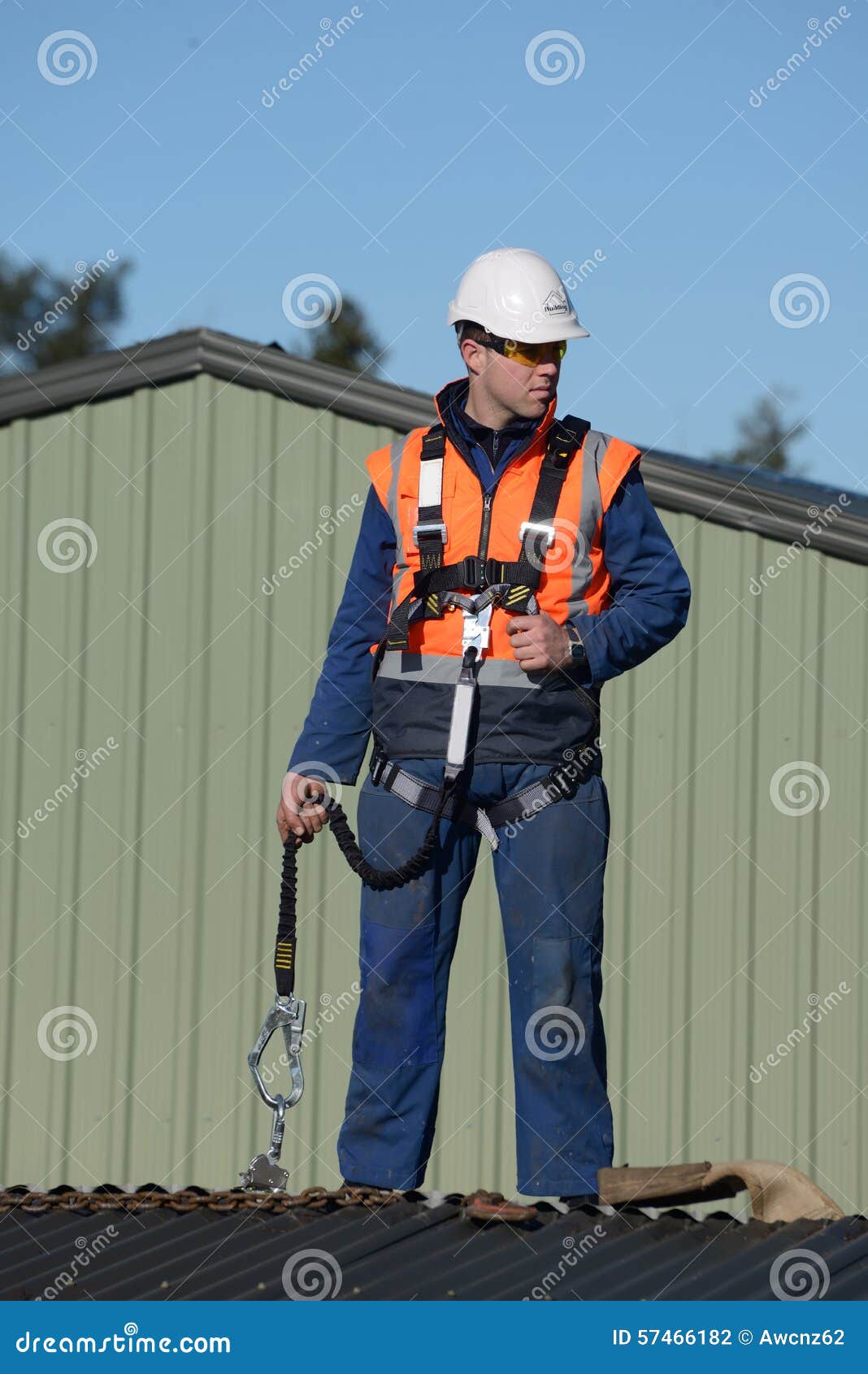 Builder ready to go stock photo. Image of vest, collar - 57466182