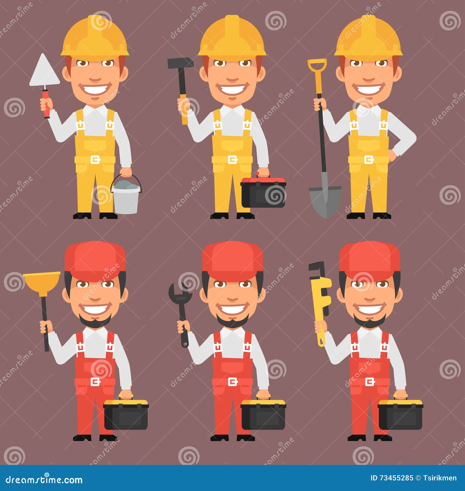 Builder And Repairman Indicate Flip Chart Cartoon Vector ...