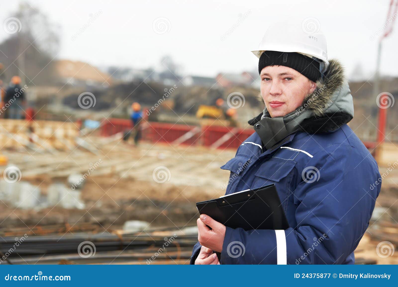 Builder Resident Engineer at Construction Site Stock Image - Image of ...