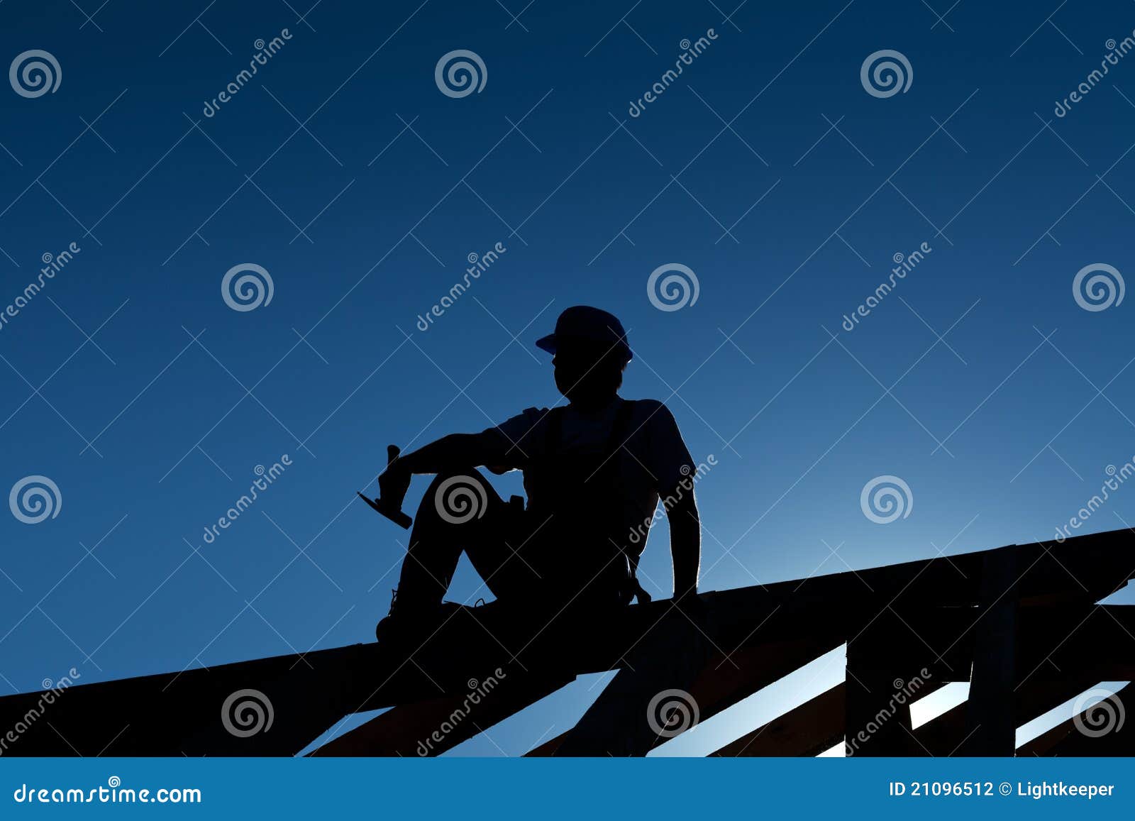 Builder Resting on Top of Roof Structure Stock Photo - Image of ...