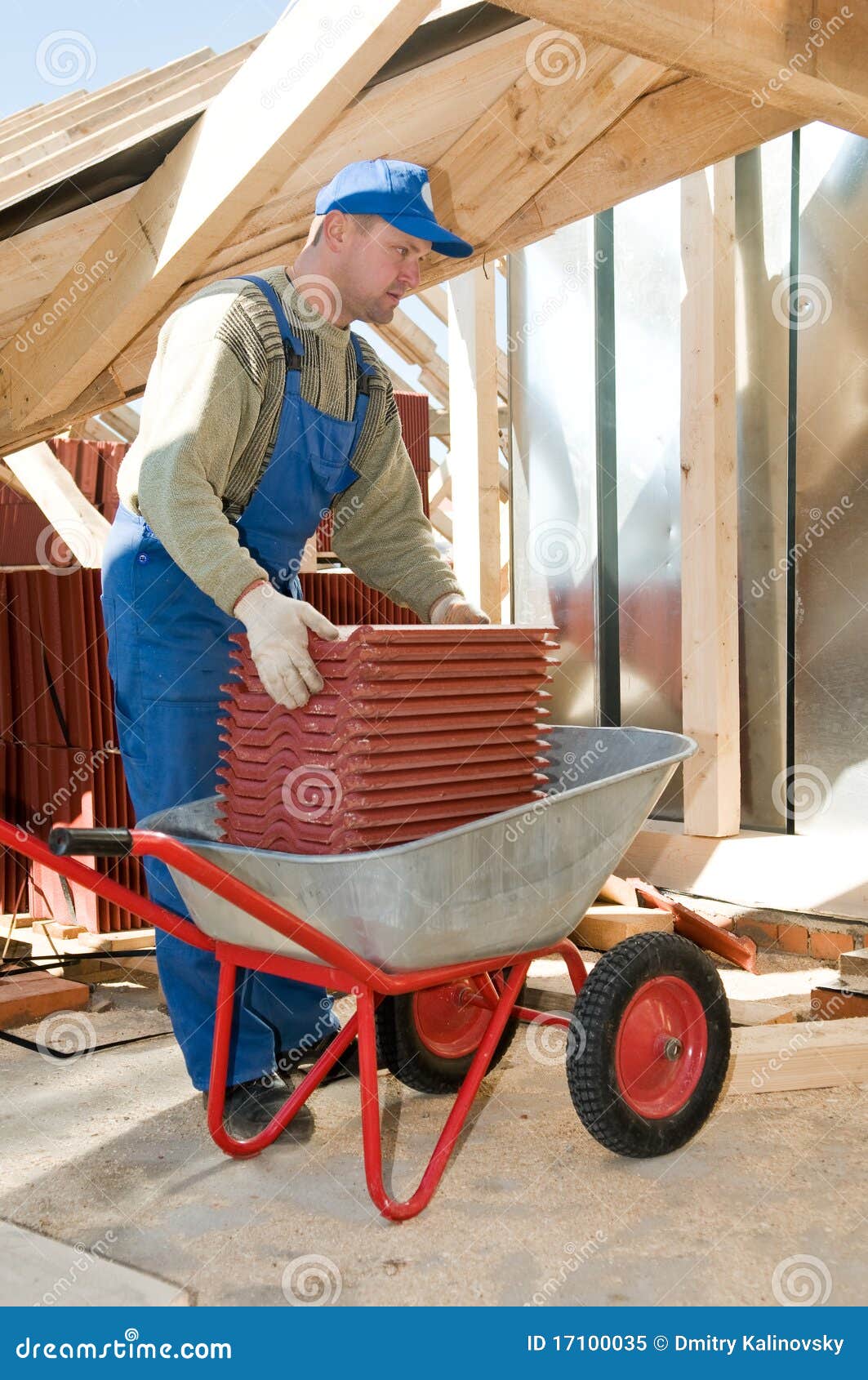 Builder Roofer and Wheel Barrow Stock Image - Image of construction ...