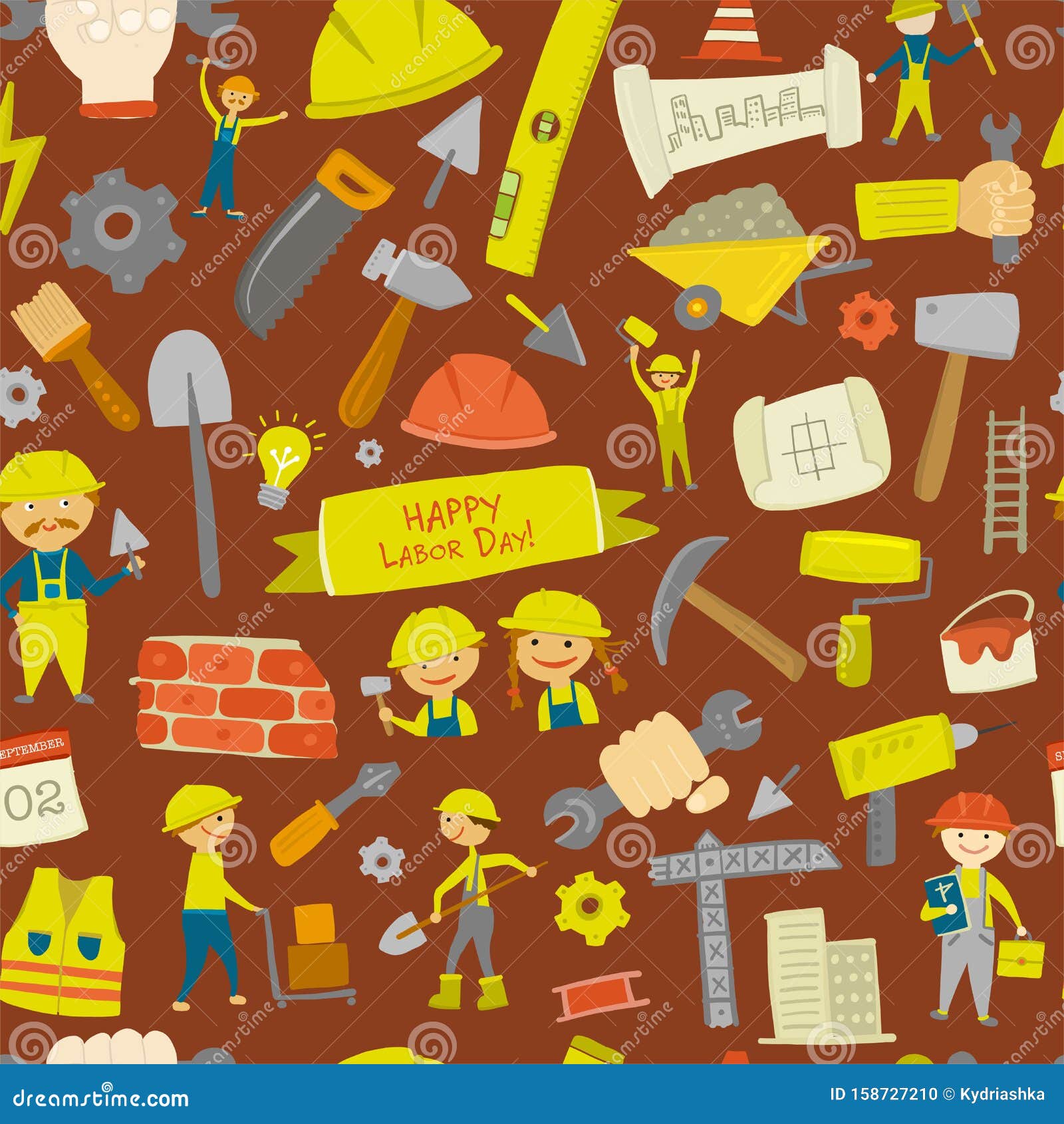 Builder`s Day. Seamless Pattern for Your Design Stock Vector ...