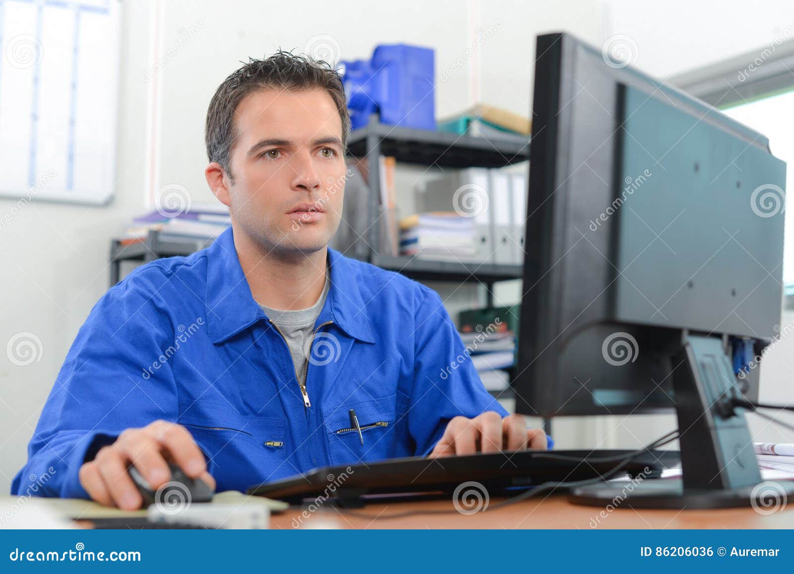 Builder sat in office stock photo. Image of review, engineering - 86206036