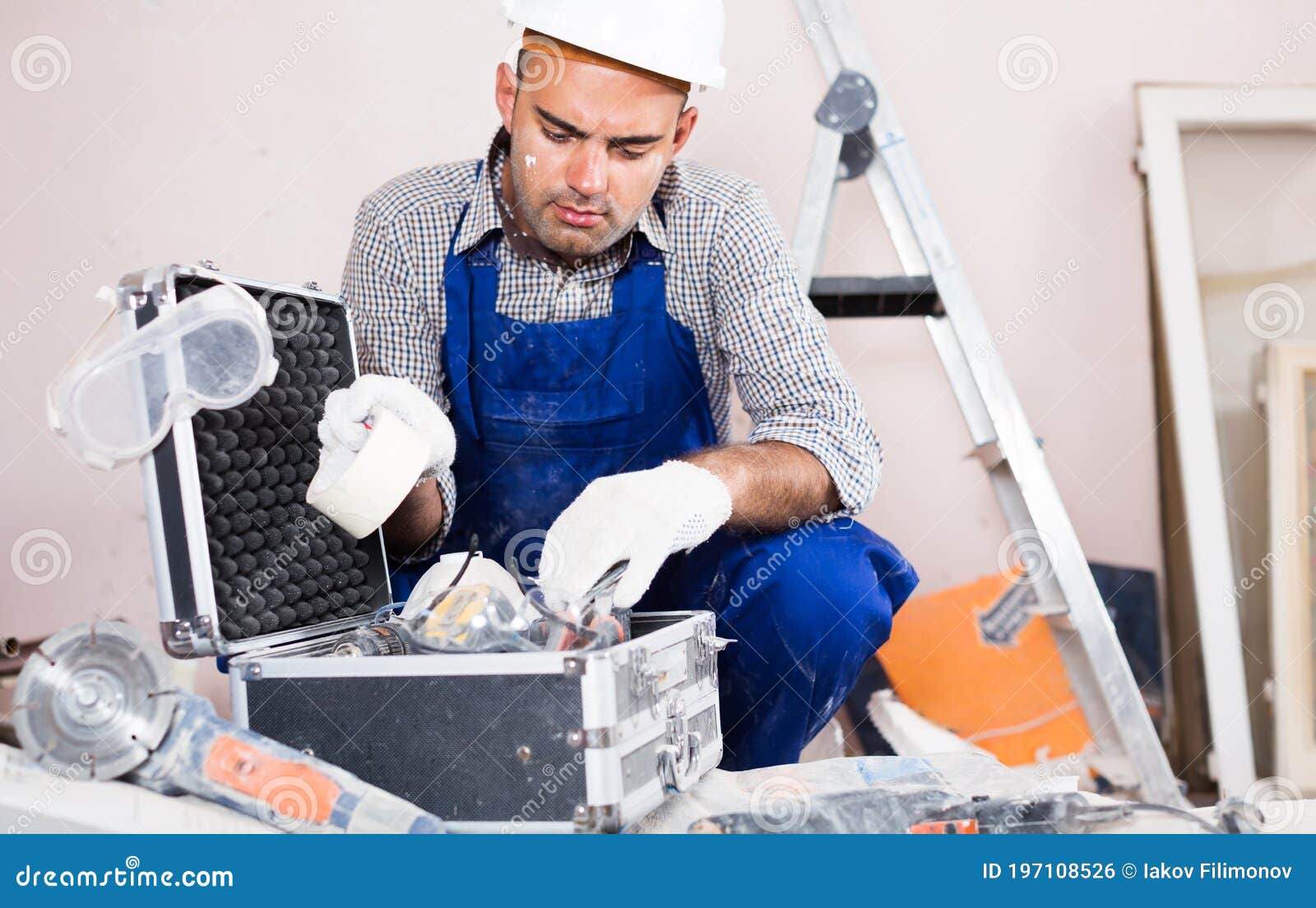 Builder Searching Tools in Toolbox Stock Photo - Image of handle ...