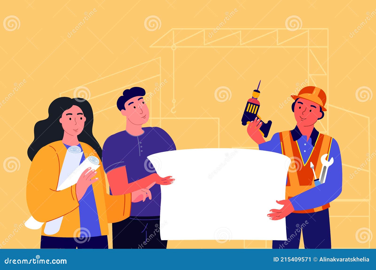 Foreman Showing And Explaining Building Process To Inspector ...