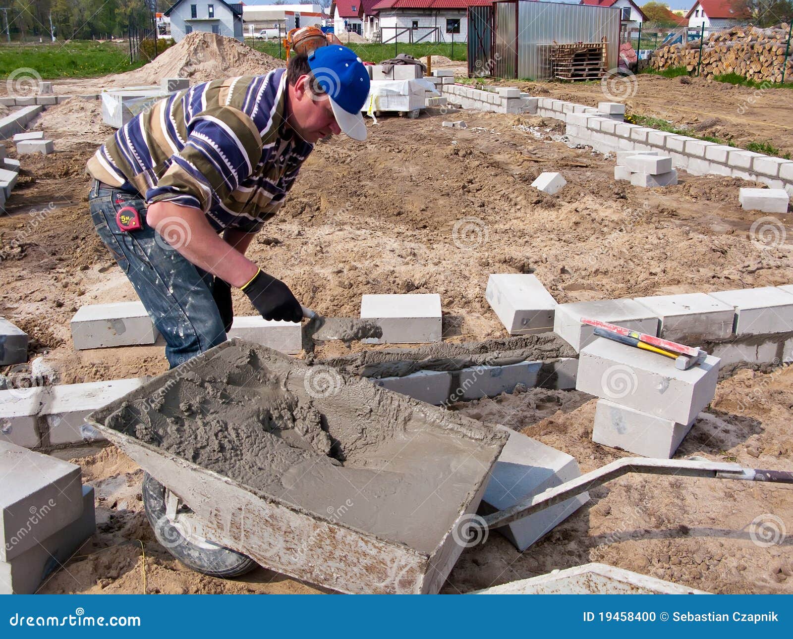 Builder on site stock photo. Image of concrete, activity - 19458400