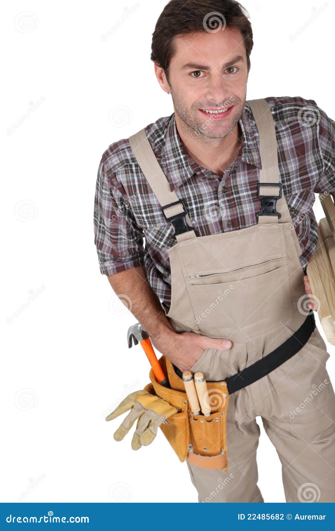 Builder Smiling with Tools. Stock Photo - Image of close, portrait ...