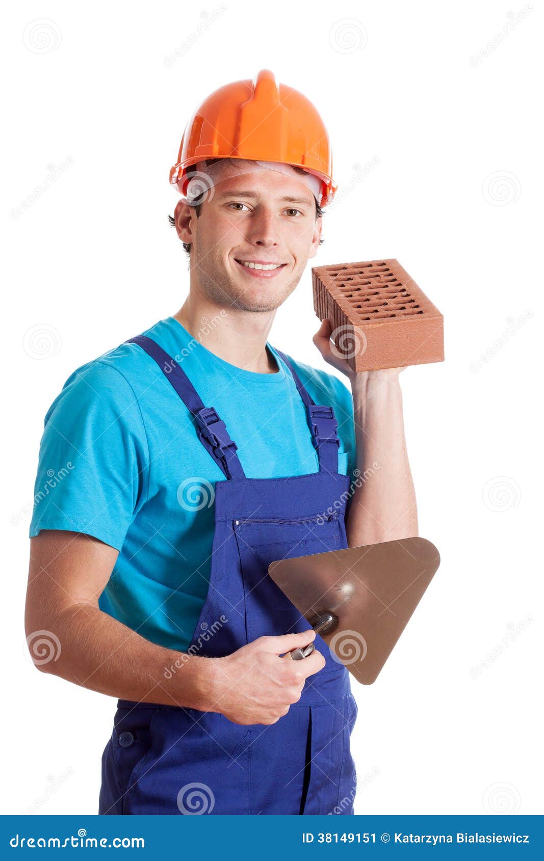 Builder With Spatula To Remove Excess Cement Stock Image ...