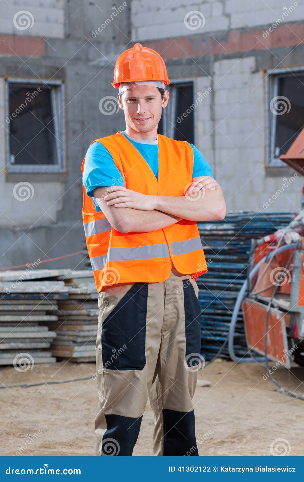 Builder Standing at Building Area Stock Photo - Image of build ...