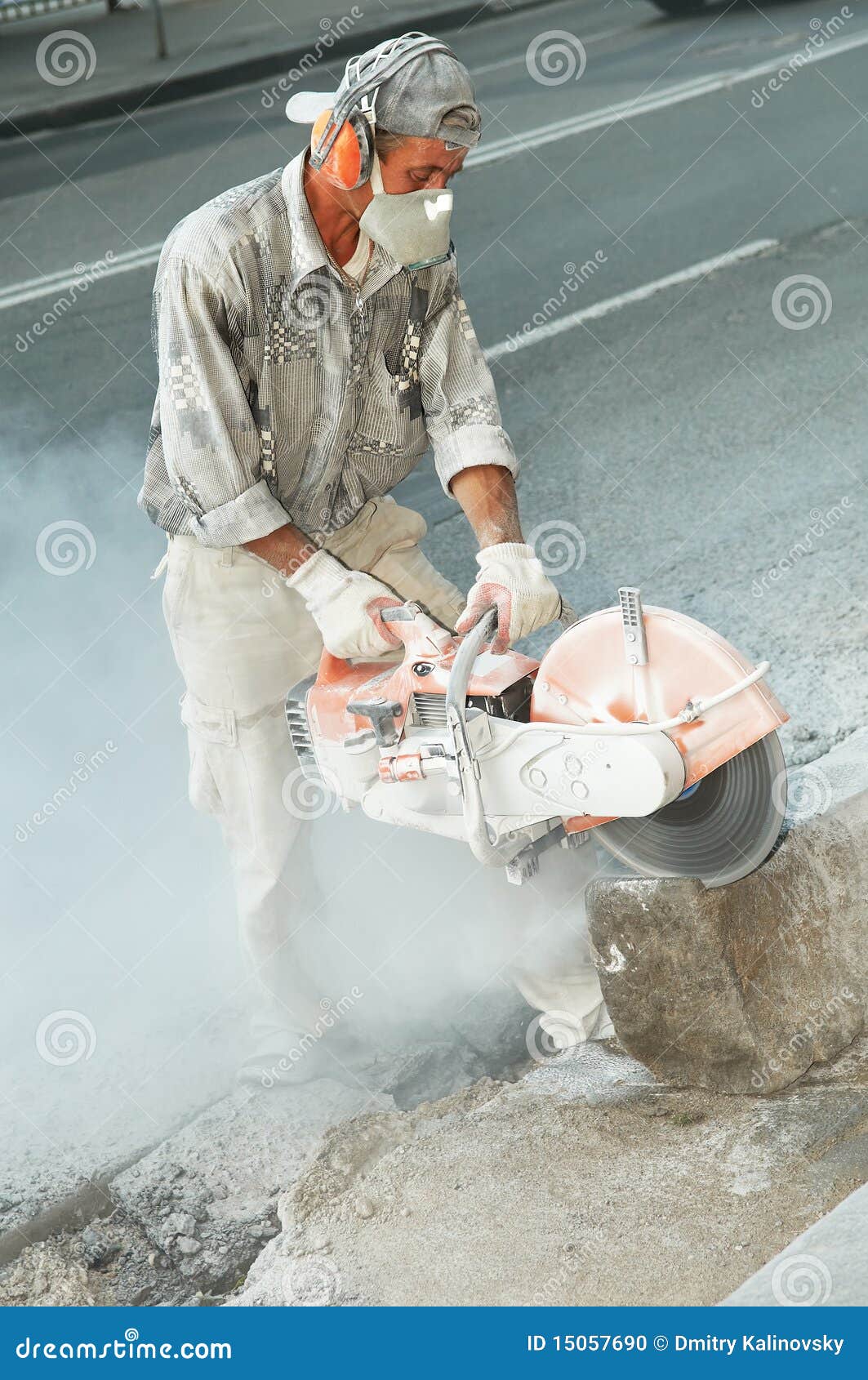 Builder at Stone Cutting Work Stock Photo - Image of construction ...