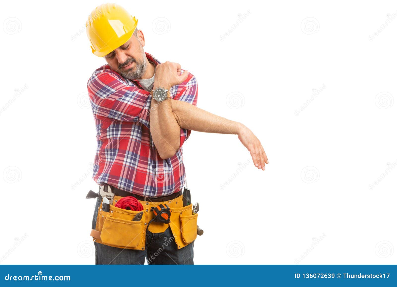 Builder Stretching As Preparing for Hard-work Stock Image - Image of ...