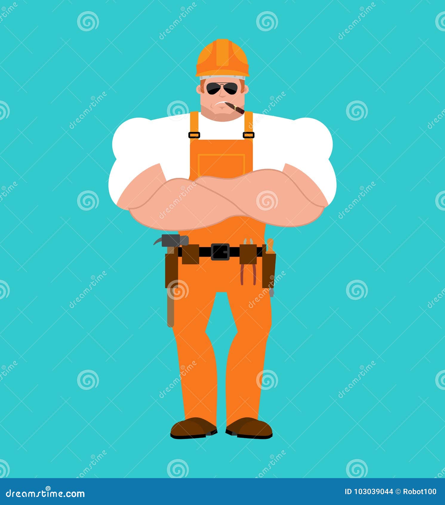 Builder Strong. Worker in Protective Helmet Serious Powerful Stock ...