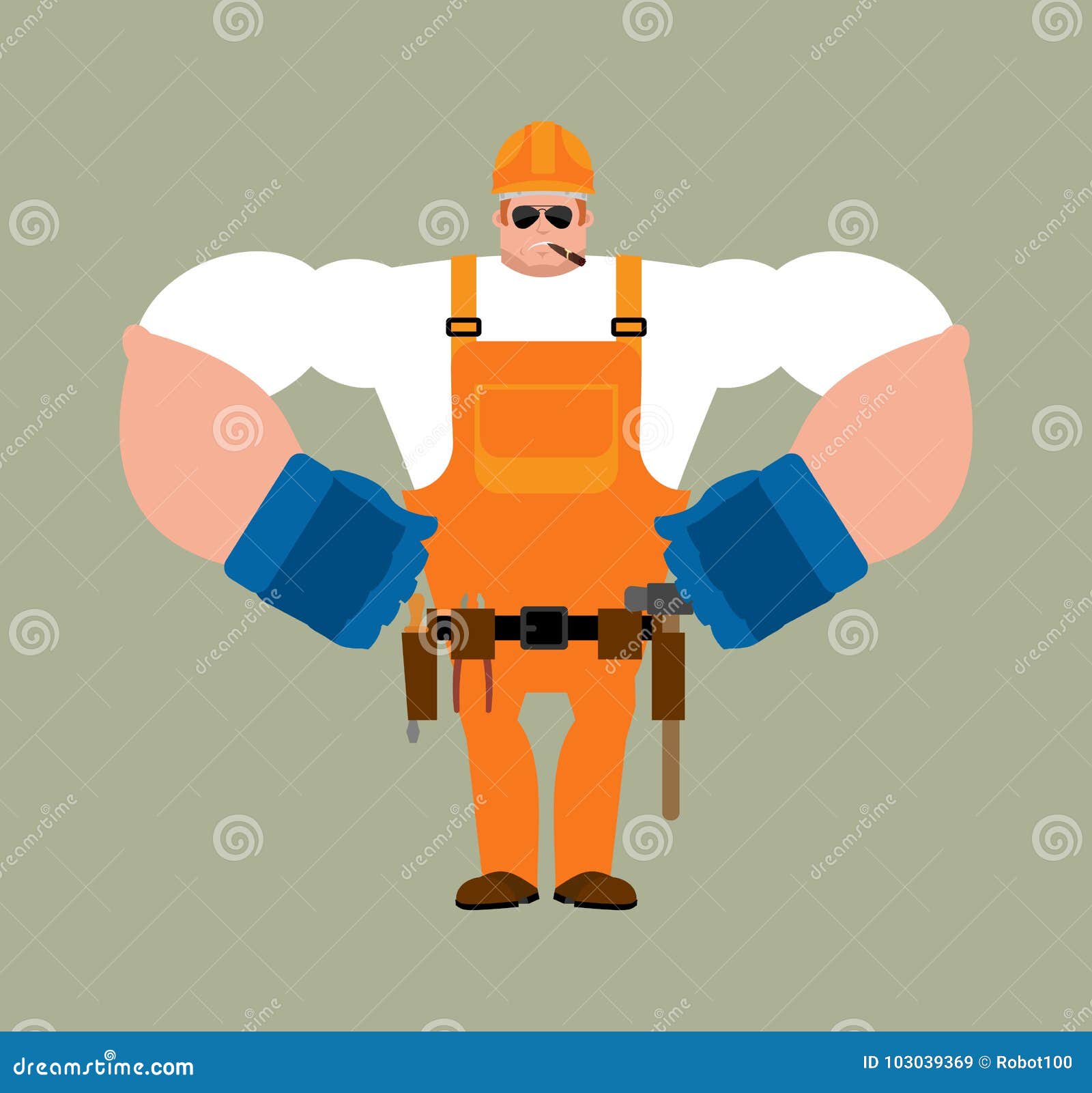 Builder Strong. Worker in Protective Helmet Serious Powerful Stock ...