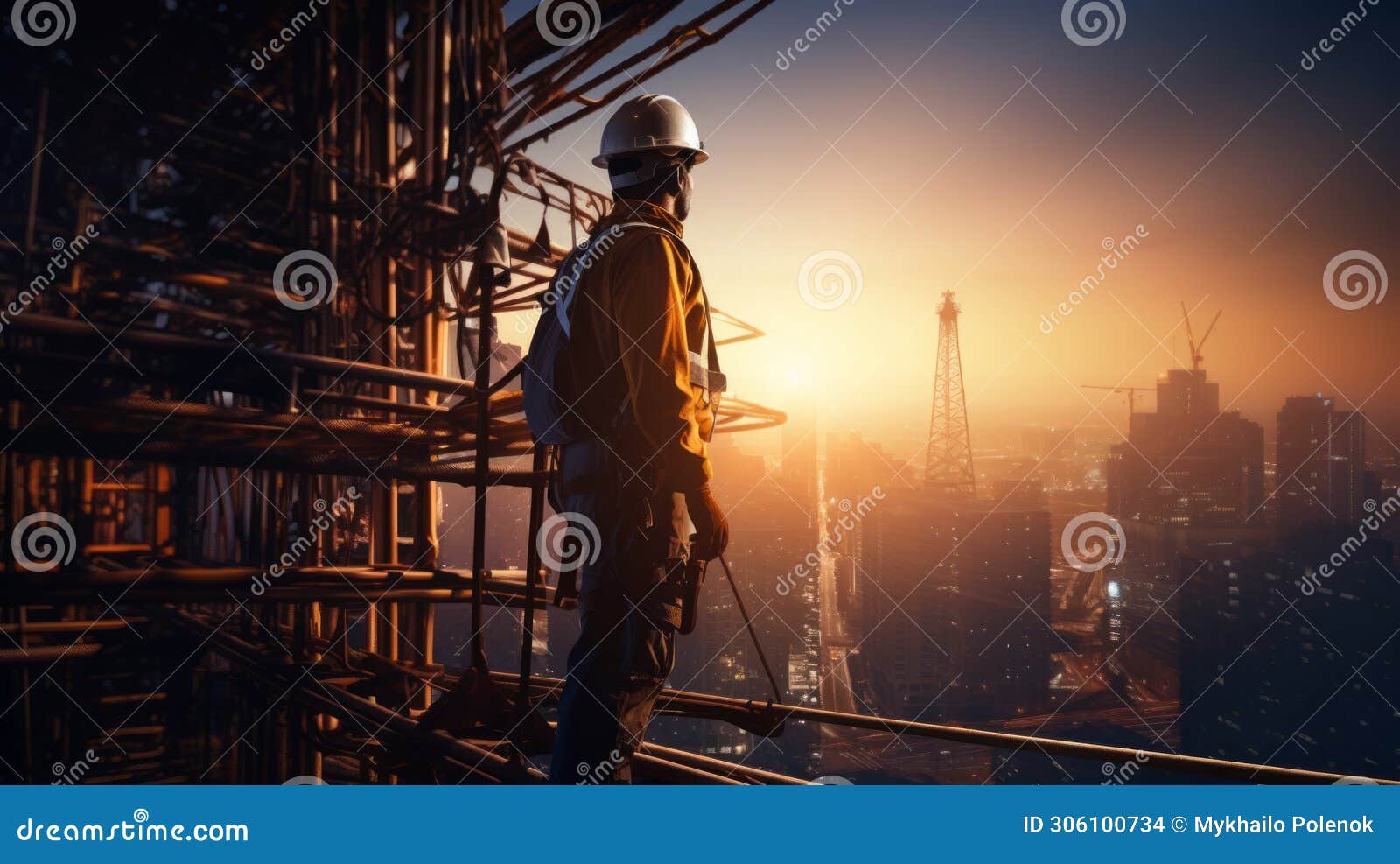 Builder at Sunset. Silhouette of Male Architect Stock Photo - Image of ...