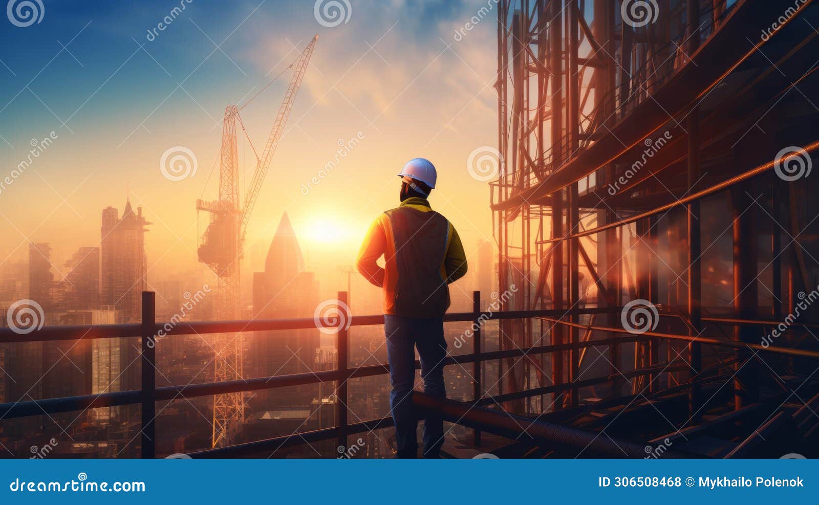 Builder at Sunset. Silhouette of Male Architect Stock Photo - Image of ...