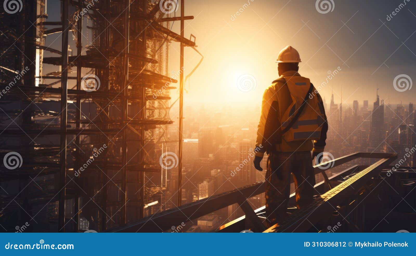Builder at Sunset. Silhouette of Male Architect Stock Photo - Image of ...