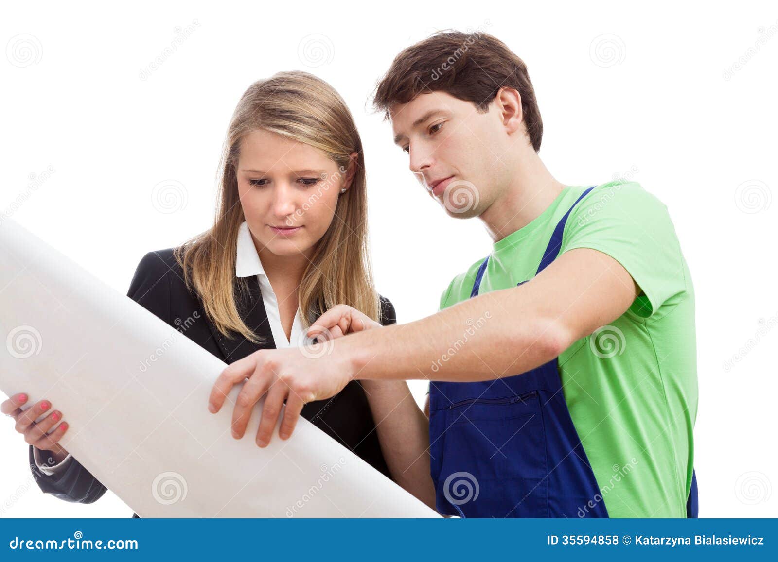 Builder Talking with Architect Stock Photo - Image of office, couple ...