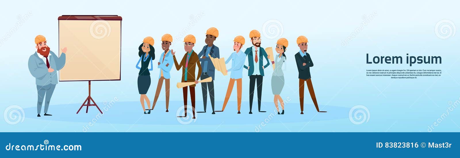 Builder Team Architect Mix Race Workers Presentation Flip Chart ...