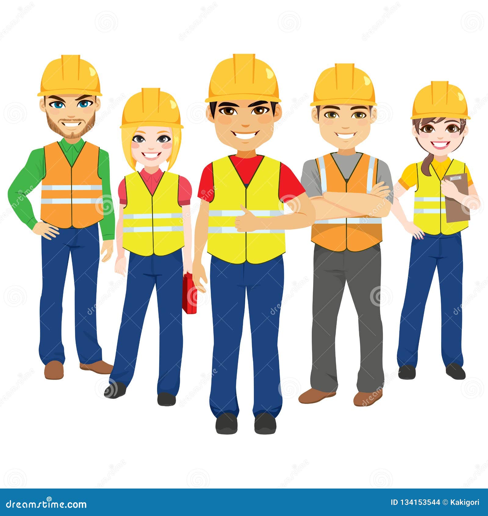 Builder Team Contractor Workers Stock Vector - Illustration of people ...
