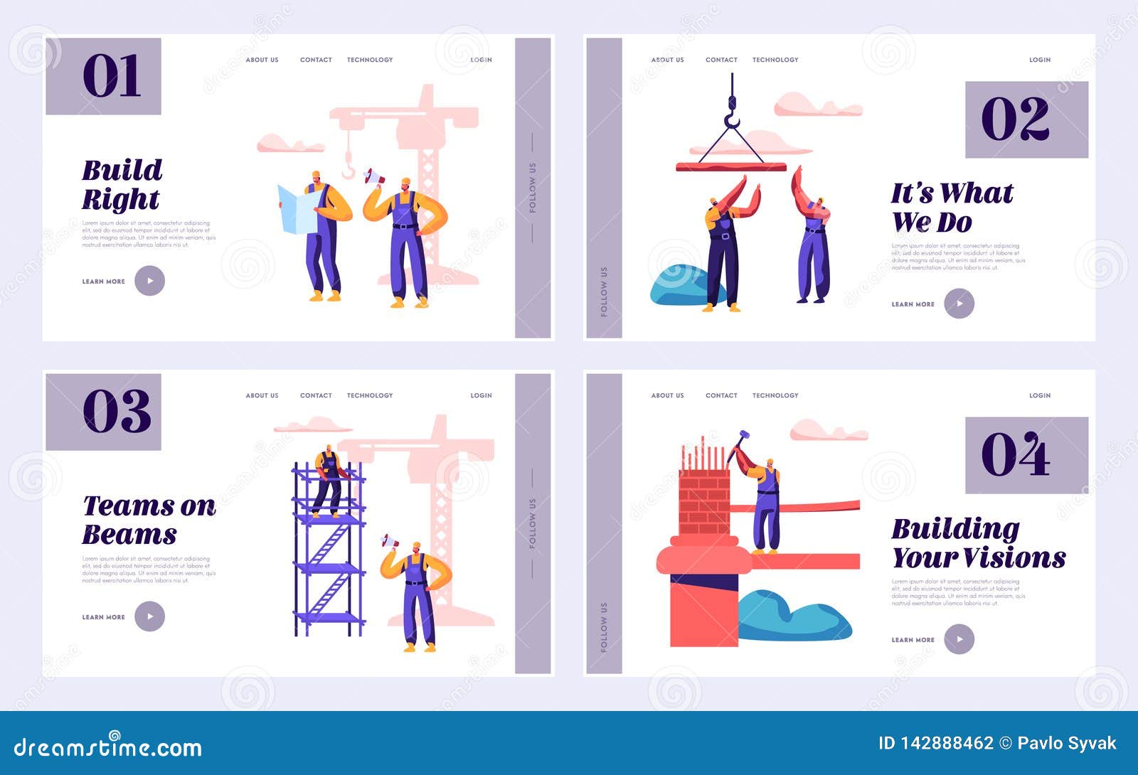 Builder Team Engineering Bridge with Construction Crane Set Landing ...