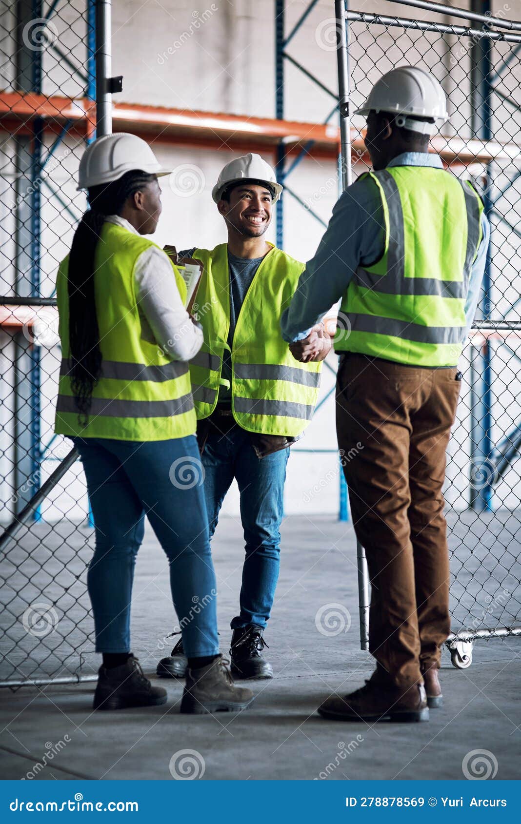 Builder, Team and Handshake at a Construction Site for a Collaboration ...