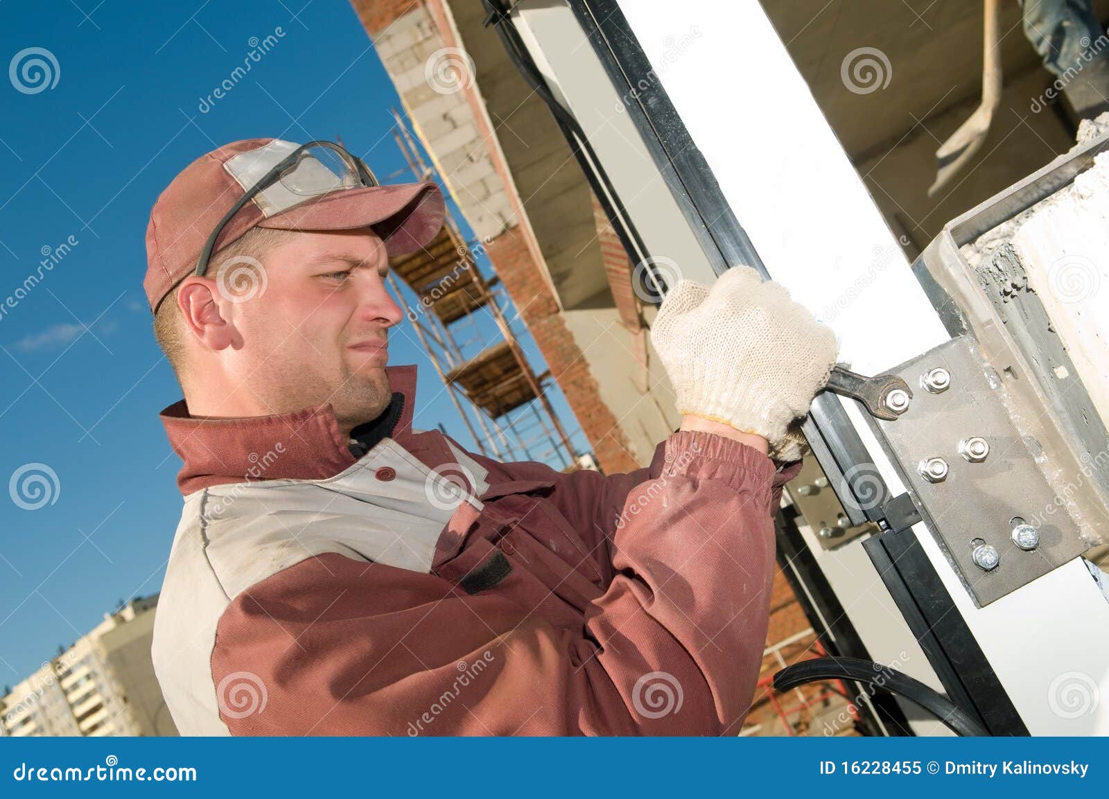Builder Tightening a Screws Stock Image - Image of worker, equipment ...