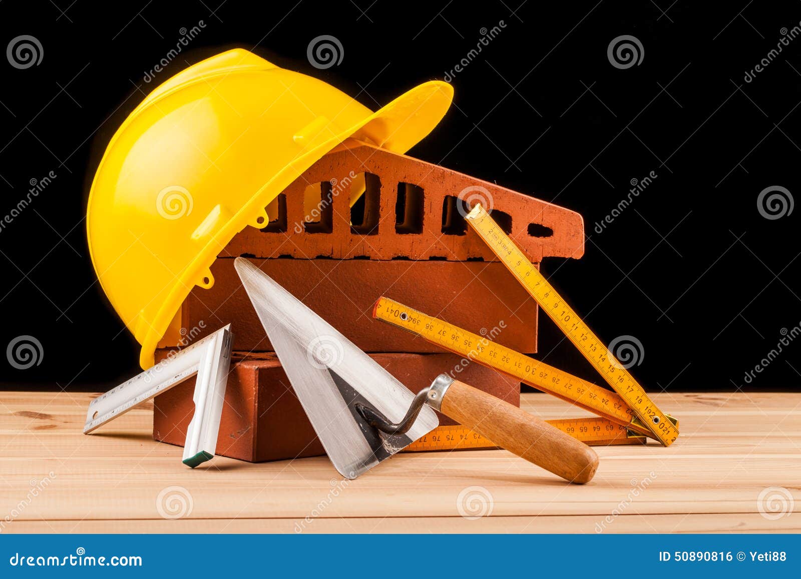 Builder Tools on Black Background Stock Photo - Image of improvement ...