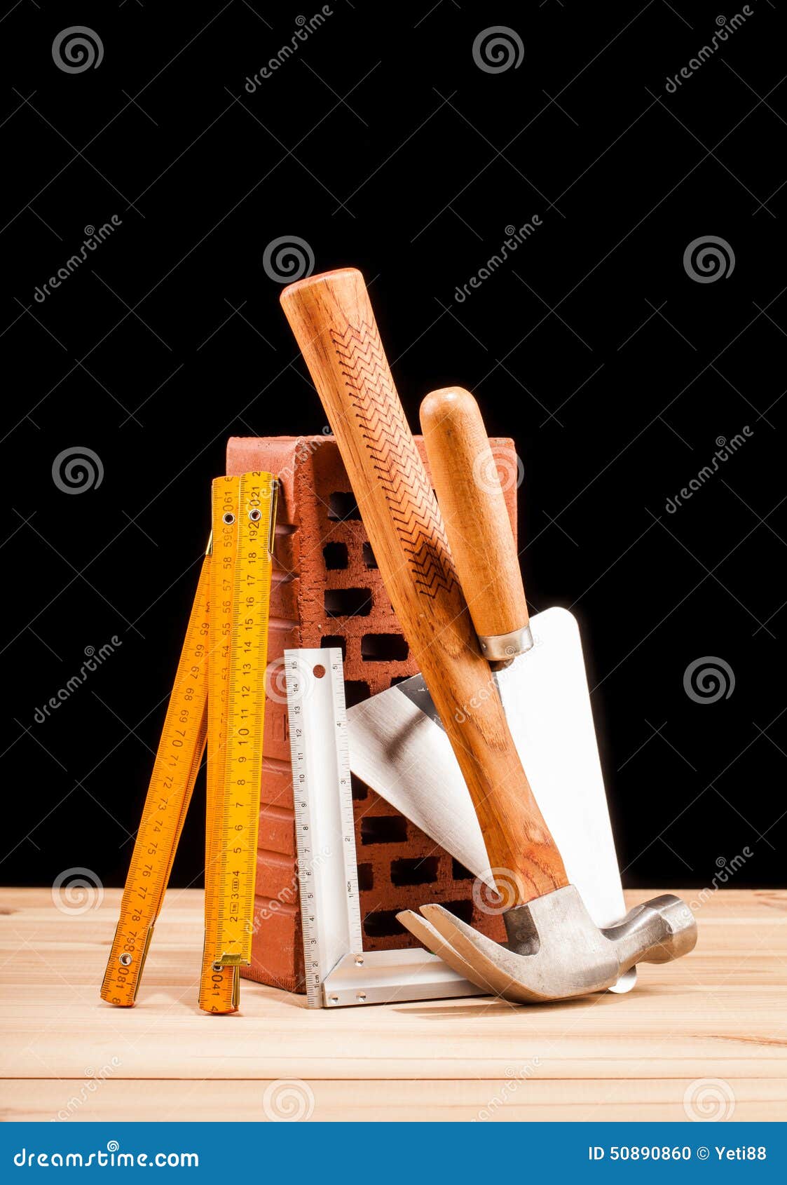 Builder Tools on Black Background Stock Photo - Image of skilled ...